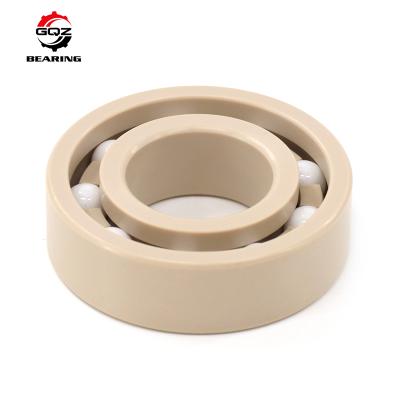China 6205 Plastic Bearing PEEK Races Retaine with ZrO2 Balls Deep Groove Ball Bearings 25x52x15 mm for sale