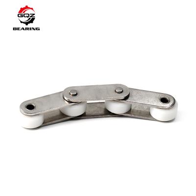 China C2062SS Stainless Steel Double Pitch Conveyor Chain With Nylon Rollers 38.1mm Pitch 22.23mm Roller Diameter for sale