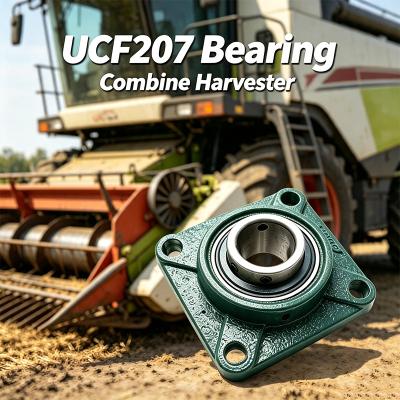 China UCF207 Square Flange Pillow Block Bearing 35mm Bore Cast Iron Housing Mounted Unit for Rotary Tiller Harvester for sale