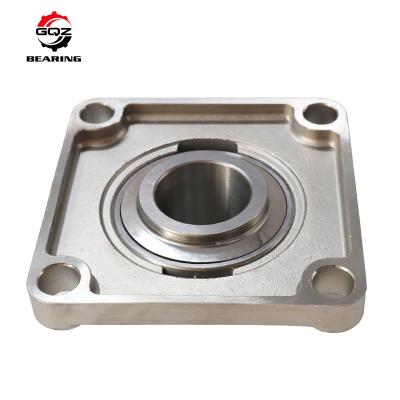 China LSF210 2F Square 4-Bolt Flange Bearing Unit, Double Set Screws, Double 2F Flinger-Rubber Anti-Mud Seals for sale