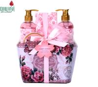 China 5-Piece Body Wash Gift Set with Cherry Blossom Fragrance - 260ml Shower Gel, 21.5x12.5x26.5cm Leather Box for sale