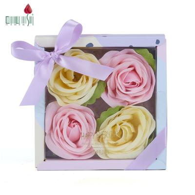 China Wholesale 4pcs Romantic Rose Flower Soap Set 12g Each with Custom Fragrance Options 14.2cm Packaging for sale