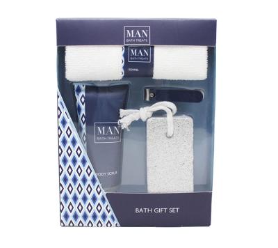 China Classic Body Scrub Exfoliator Set 75ml with Pumice Stone and Towel - 15x3.6x20cm Dimensions for sale