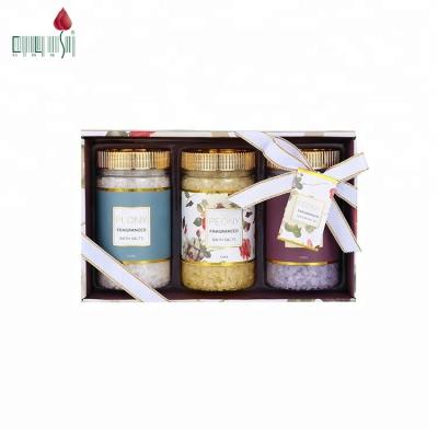 China OEM Private Label Bath Crystal Gift Set 3x400g Bath Salt Body Care Spa Set Custom Fragrance for sale