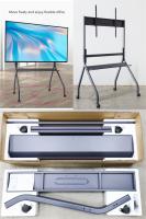 China Adjustable Height TV Floor Stand Black Tv Stand With Wheels With 220Lbs Weight Capacity for sale