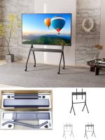 China 86 Inch OLED Rolling TV Cabinet Stand Mobile Heavy Duty TV Trolley Cart With Wheels for sale