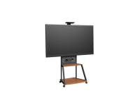 China FCC Portable TV Mount Corner Floor Entertainment Center Television Cart On Wheels With TV Bracket 2 Tier Storage for sale