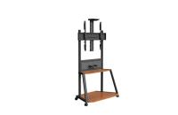 China FCC Portable TV Mount Corner Floor Entertainment Center Television Cart On Wheels With TV Bracket 2 Tier Storage for sale