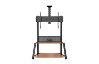 China FCC Portable TV Mount Corner Floor Entertainment Center Television Cart On Wheels With TV Bracket 2 Tier Storage for sale