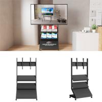 China 132lbs Rolling TV Cart With Shelf Height Adjustable Trolley Rolling Flat Screen Tv Stand VESA 600x400mm for sale