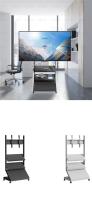 China Black Rolling TV Stand 132Lbs With Documents Shelf Rolling Tv Shelf With Wheels VESA 400x600mm for sale