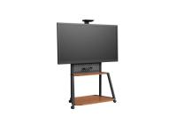 China Black Mobile TV Cart Tv Trolley On Wheels Locking Wheels For 55 - 86 Inch Monitor for sale