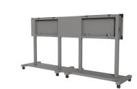 China Dual Screen Mobile TV Stand 65 Inch To 86 Inches TVs LED LCD TV Trolley Stand With Wheels for sale