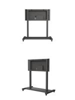 China Heavy Duty Black Steel Mobile TV Trolley Stand For Screens Between 75 To 110 Inches for sale