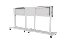 China Dual Screen Roll Around Tv Stand Heavy Duty White TV Stand In Wheels For 573 Lbs for sale