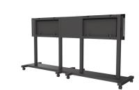 China Dual Screen White TV Trolley Stand 573Lbs Heavy Duty Reliable Moveable Tv Stand On Whee for sale