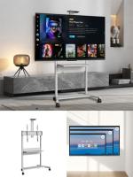 China White Morden Rolling Cart Tv Adjustable Height TV Mobile Cart For 65 - 86 Inch for sale