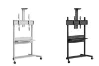 China Heavy Duty TV Mobile Cart Adjustable Height Tv Stand W Wheels For Large Screens for sale