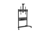 China Black TV Mobile Cart Heavy Duty To 200Lbs Small Tv Cart With Wheels Smooth Rolling Casters for sale