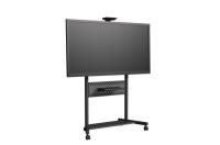 China Black TV Mobile Cart Heavy Duty To 200Lbs Small Tv Cart With Wheels Smooth Rolling Casters for sale