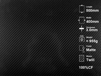 China High strength weight ratio Twill Matte Carbon Fiber Plate Board 3.0mm with 3K material for sale