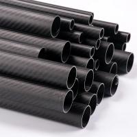 China Twill Woven Finish Round 3K Carbon Fiber Tube High Strength Roll Wrapped for sale