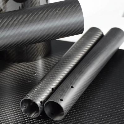 China 100% Customized Size Carbon Fiber Round Tubes Abrasion Resistant for sale