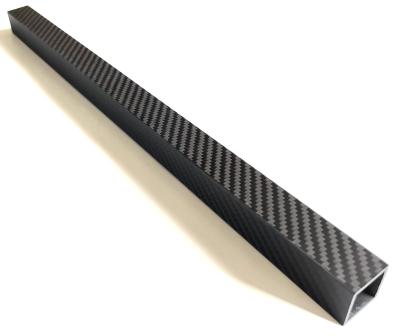 China Square Carbon Fiber Tube 25x25x420MM,2.0MM Wall Thickness,12/16/20MM Available,3K Roll Wrapped Twill Matte Finish for sale