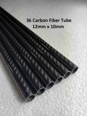 China Versatility 3K Carbon Fiber Tube 12mm x 10mm x 1000mm GLOSSY Finish for sale