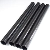 China 35mm O.D. 33mm I.D. 35x33x500mm 35mm 3K Roll Wrapped 100% Pure Round Carbon Fiber Tubes for sale