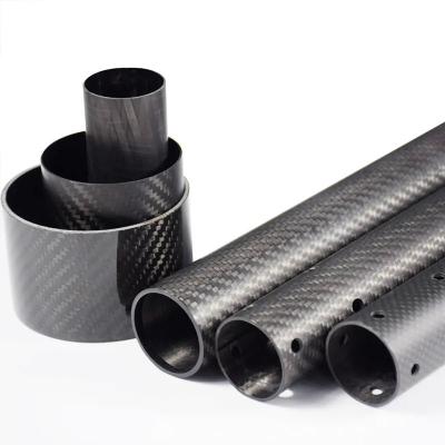 China Carbon Fibre Straight Pipes Layered With Epoxy Resin And Varnished Outer Finish for sale