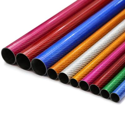 China Lightweight Customize Carbon Fiber Tube 3K Colorful Surface Twill Carbon Tube for sale