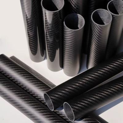 China High Strength Carbon Fiber Tube 25mm OD Round 3K Twill-Weave For UAV for sale