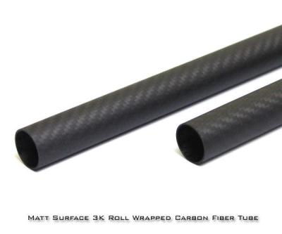 China Matt Surface 100% 3K Roll Wrapped Carbon Fiber Tube 23 x 25 x 500mm for sale