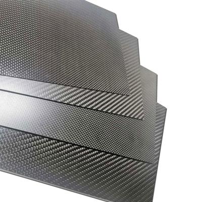 China 300x500x(0.5-5)mm 3K Black Plain Weave Carbon Fiber Plate Sheet Glossy CFRP Sheet for sale