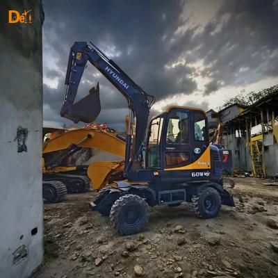 China Used HYUNDAI 60w-7 Construction Equipment Excavator Wheeled Digging Machine for sale
