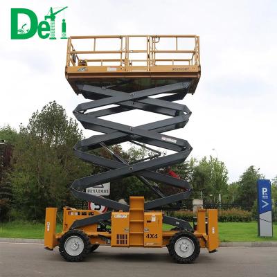 China Construction Equipment 15m Diesel Rough Terrain Lifting Platform Xg1523rt Mini Hydraulic Aerial Work Platform Mobile Scissor Lift Table Platform for Sale for sale