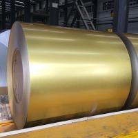 China Gloden Yellow Color Anti-Finger Print Surface Regular Spangle Galvalume Steel 55% Zincalume S280GD for sale