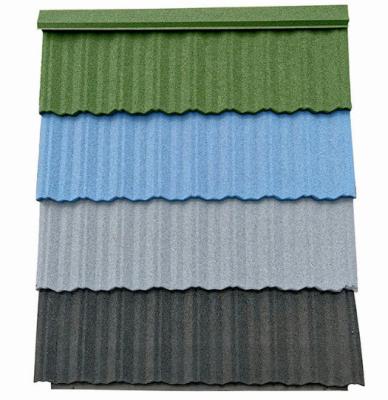 China 0.45mm Classic Tile Bevel Edge Metal Tile Colorful Stone Coated AZ150 Aluzinc Tile for sale
