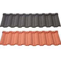 China Modern Classic Tiles Beige Red Stone Coated Roof Tile 0.50mm AZ150 Aluzinc Base Metal 50 Years Warranty Color Customized for sale