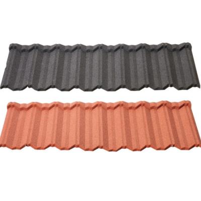 China Modern Classic Tiles Beige Red Stone Coated Roof Tile 0.50mm AZ150 Aluzinc Base Metal 50 Years Warranty Color Customized for sale