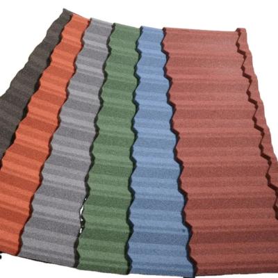China Beautiful Appearance 0.40mm AZ70 1250X370mm Stone Coated Metal Tile Long Lifetime 50 years Warranty  Fire Resistance for sale