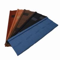China 0.38mm AZ40 2.7kg/Pc Aluzinc Black Tiger Black White Shingle Stone Coated Roof Tile Color Customized 50 Years Warranty for sale