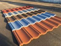 China 2.7kgs/sheet Stone Coated Metal Roof Tiles Weather Resistant Galvanized Roofing Material Home Steel 1340mmx420mm for sale