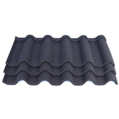 China Groove /Golan Tile Frosts Green Color Stone Coated Tile 0.45 AZ70 Stone Coated Metal Tile 50 years Warranty Wave Tiles for sale