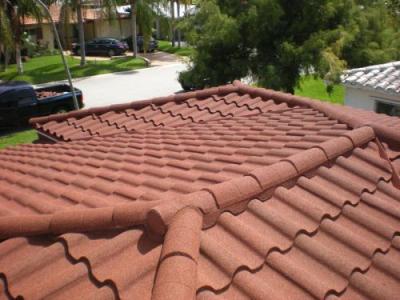 China Terracotta Groove Deep Roman Tile Golan Stone Coated Metal Tile 0.40mm Aluzinc Roofing Sheets Warranty 30-50 Years for sale