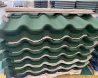 China Groove /Golan Tile Frosts Green Color Stone Coated Tile 0.45 AZ70 Stone Coated Metal Tile 50 years Warranty Wave Tiles for sale
