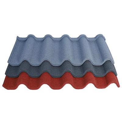 China Groove /Golan Tile Frosts Green Color Stone Coated Tile 0.45 AZ70 Stone Coated Metal Tile 50 years Warranty Wave Tiles for sale