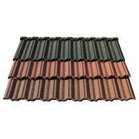 China 1340*420 AZ120 Galvalume Modern Classic Roof Weather Resistant Roofing Material Bevel Edge Tile Stone Coated Metal Tiles for sale