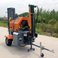 China 20 Ton Gasoline Log Splitter Wood Processor for Wood Splitting and Firewood Production for sale